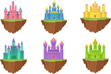 Fantasy castles and fortresses floating in air Vector Image