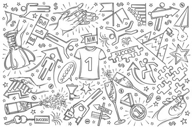 Hand drawn career set doodle background Royalty Free Vector