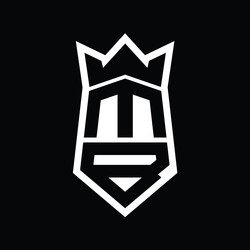 Mb letter logo monogram hexagon shield shape up Vector Image