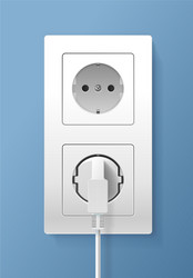 Realistic detailed 3d plug inserted in electrical Vector Image