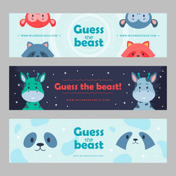Guessing beast banners set cartoon Royalty Free Vector Image