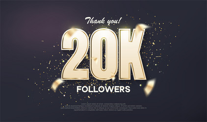 Black 20k followers number achievement Royalty Free Vector
