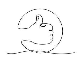 Gesture thumb up sign good positive line art style