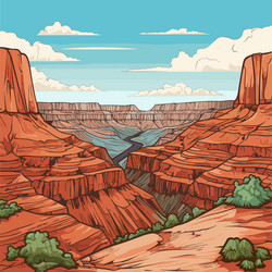 Grand canyon canyon hand-drawn comic Royalty Free Vector