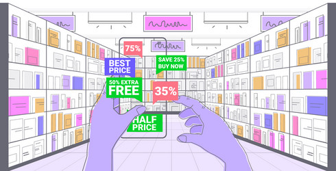 Human hands choosing discount coupons Royalty Free Vector