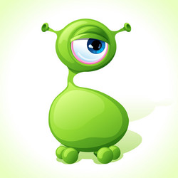 Cute green monster isolated on white background Vector Image