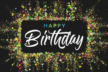 Happy birthday text effect black background Vector Image