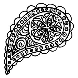 Paisley buta hand drawn monochrome pattern doodle Vector Image
