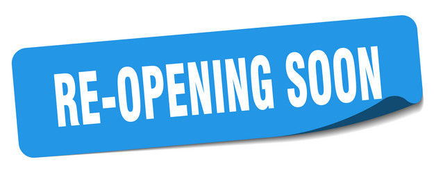 Re-opening soon sticker label Royalty Free Vector Image