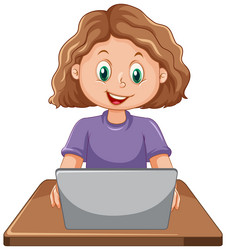 A girl using laptop cartoon Royalty Free Vector Image