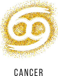 Cancer gold sparkle zodiac sign Royalty Free Vector Image
