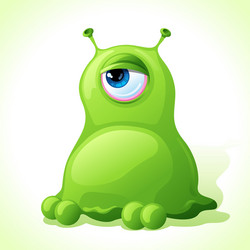 Cute green monster isolated on white background Vector Image
