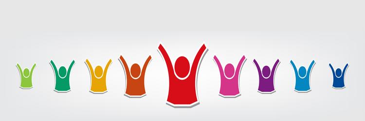Group of eight people logo in a circlepersons Vector Image