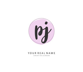 Pj initial letter handwriting and signature logo Vector Image
