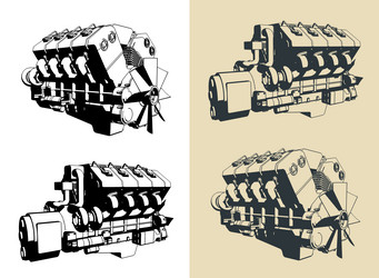 Turbo diesel engine retro poster Royalty Free Vector Image