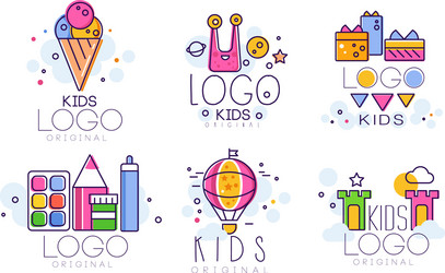 Kids original logo design collection Royalty Free Vector