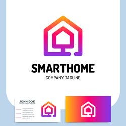 Smart or technology home logo in line style Vector Image