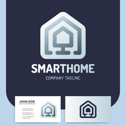 Smart or technology home logo in line style Vector Image