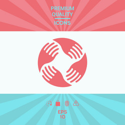 Teamwork hands logo human connection Royalty Free Vector