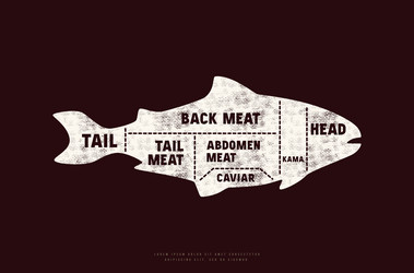 Fish cuts diagram in silhouette style Royalty Free Vector