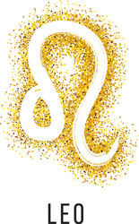 Leo gold glitter zodiac sign Royalty Free Vector Image