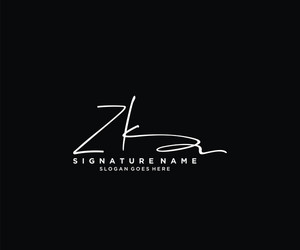 Letter zk signature logo template Royalty Free Vector Image