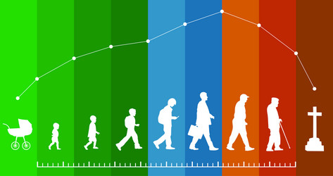 Time passing man from birth till death Royalty Free Vector