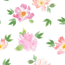 Watercolor seamless pattern pink flowers Vector Image