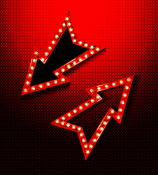 A set of golden pointer arrows with light Vector Image