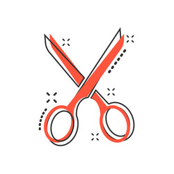 Cartoon scissors icon in comic style scissor sign Vector Image