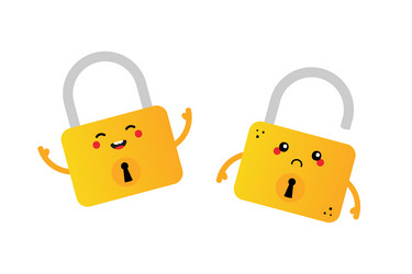 Happy smiling and sad crying lock characters Vector Image