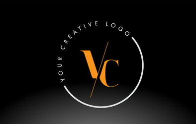 Orange vc circular letter logo with circle brush Vector Image