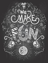 Welcome we are open chalkboard sign Royalty Free Vector