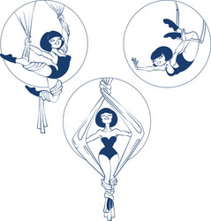 Pinup circus artist silhouette inkpen hooper Vector Image