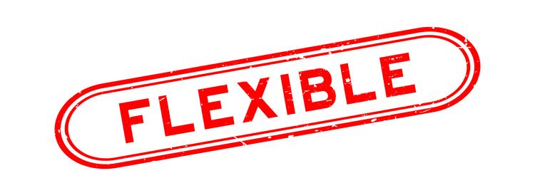 Grunge blue flexibility word round rubber seal Vector Image