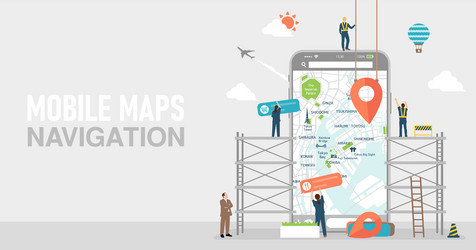 Mobile map apps concept Royalty Free Vector Image