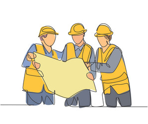 Single line drawing of construction worker Vector Image