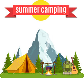 Border template design with girl at summer camp Vector Image