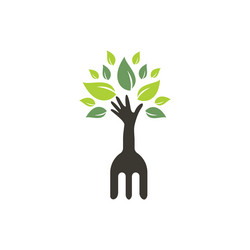 Fork hand tree logo design Royalty Free Vector Image