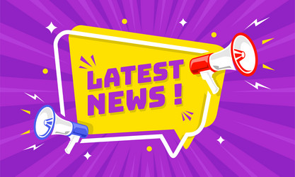 Latest news announcement banner with megaphone Vector Image