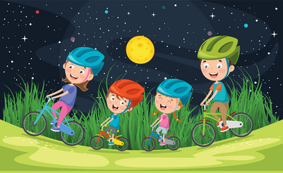 Family riding bicycle together Royalty Free Vector Image