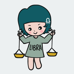 Libra horoscope cartoon doodle Royalty Free Vector Image