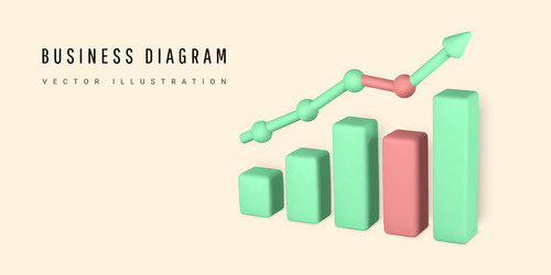 Data analytics 3d increase chart with calculator Vector Image
