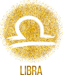 Libra gold glitter zodiac sign Royalty Free Vector Image