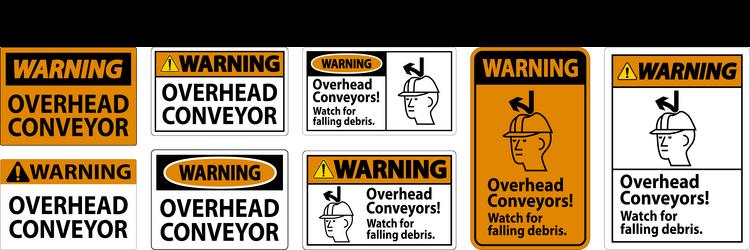 Attention sign overhead conveyors watch Royalty Free Vector
