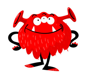 Funny smiling monster red smile bacteria character