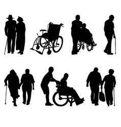 Disabled people silhouettes Royalty Free Vector Image