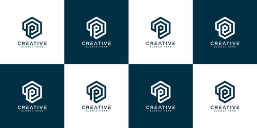 4p monogram united icon logo set Royalty Free Vector Image