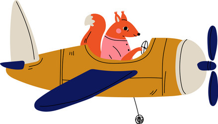 Little fox flying in basket with dandelions funny Vector Image