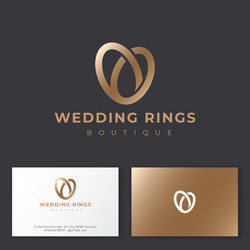 Wedding rings logo two golden crossed rings Vector Image